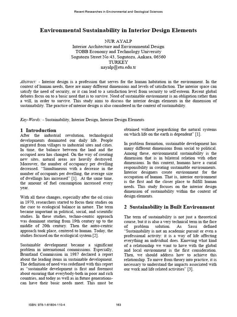 Environmental Sustainability in Interior Design | PDF | Sustainability ...