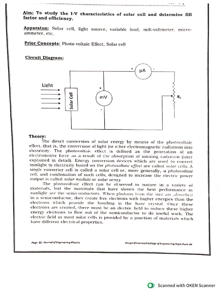 Solar Cell Experiment | PDF