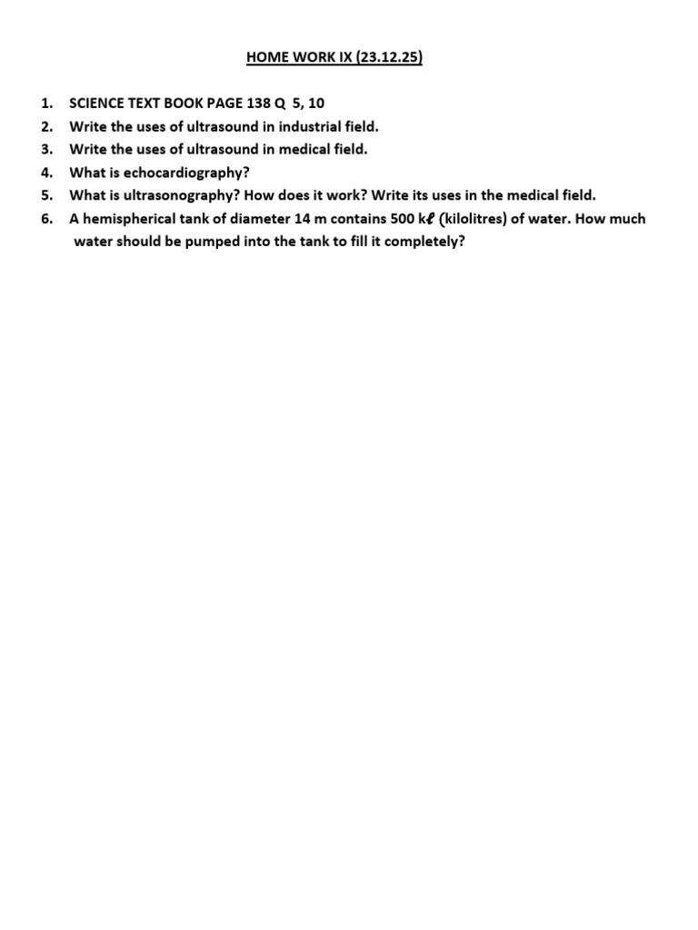 Ultrasound Applications and Homework IX | PDF