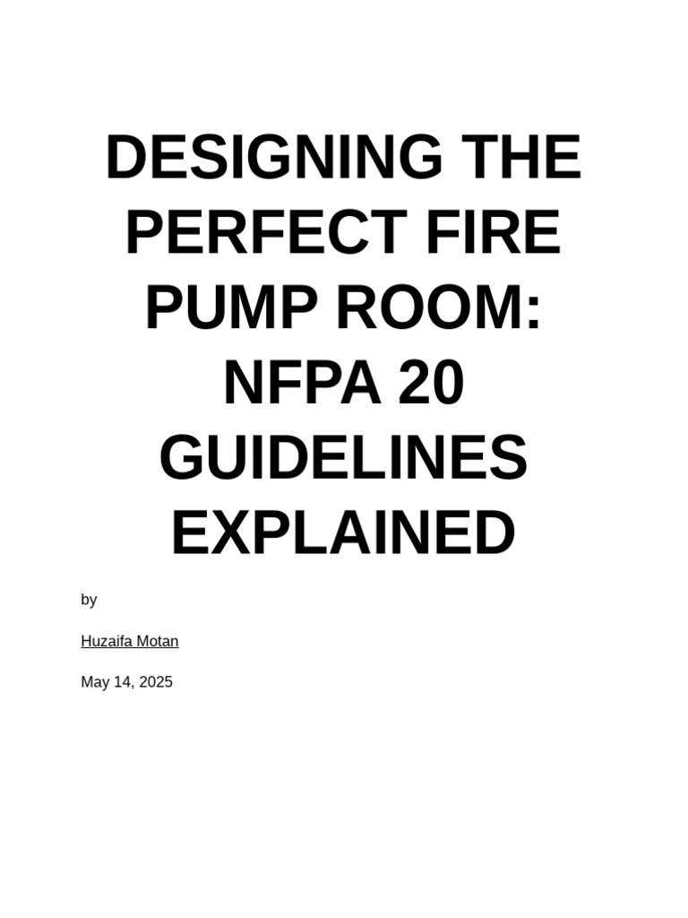 Fire Pump Room Nfpa 20 | PDF | Pump | Fire Sprinkler System