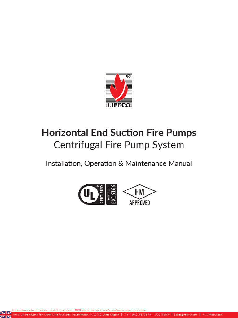 Fire Pump Installation & Maintenance Guide | PDF | Pump | Bearing ...