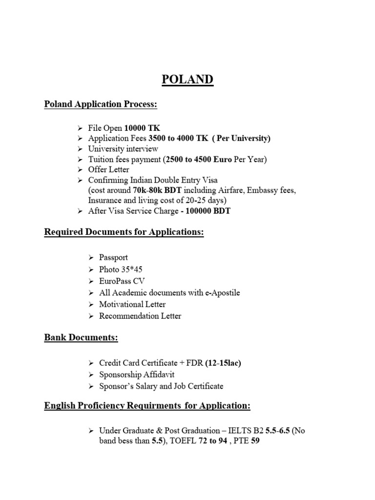 Poland Study Visa Application Guide | PDF