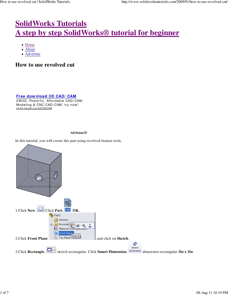 How To Use Revolved Cut Solidworks Tutorials Pdf Sheet Metal