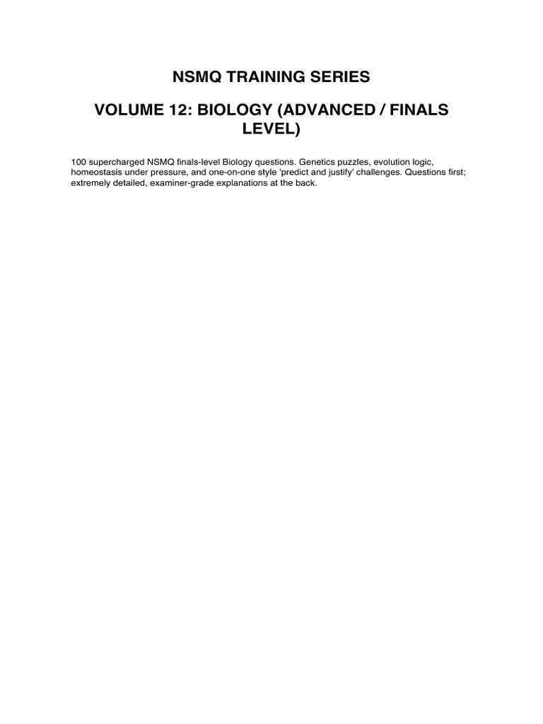 NSMQ Volume 12 Biology Advanced 2 | PDF | Genotype | Dominance (Genetics)