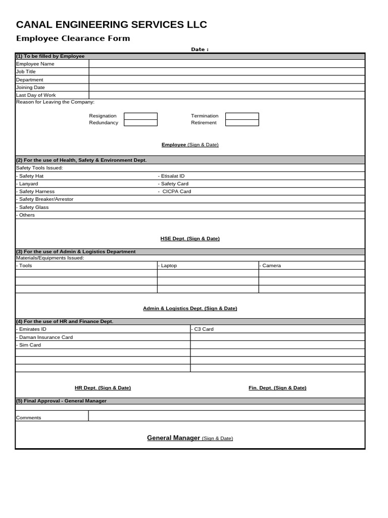 Employee Clearance Form Template | PDF
