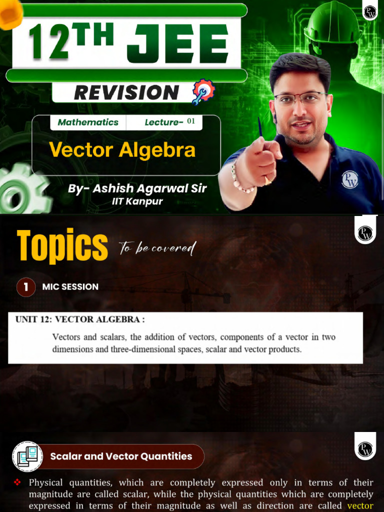 Vector Algebra 01 Class Notes | PDF