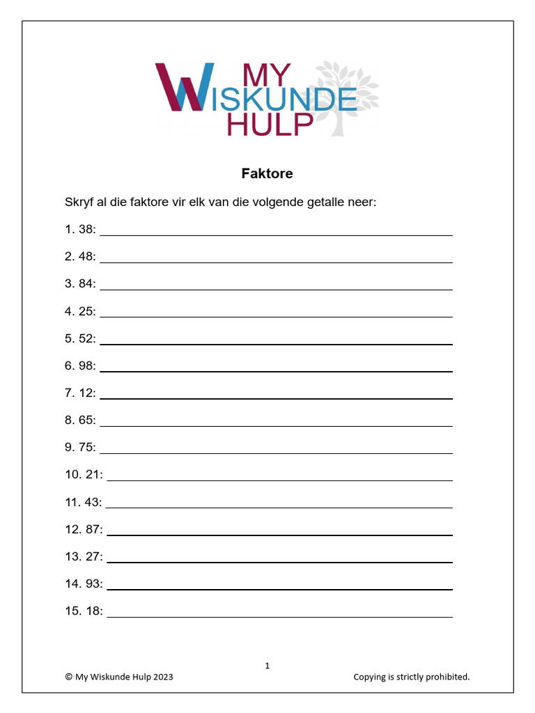 Graad-5-Faktore-1 | PDF