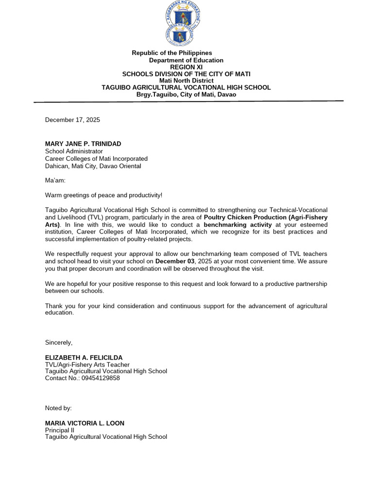 Benchmarking Request for Poultry Program | PDF