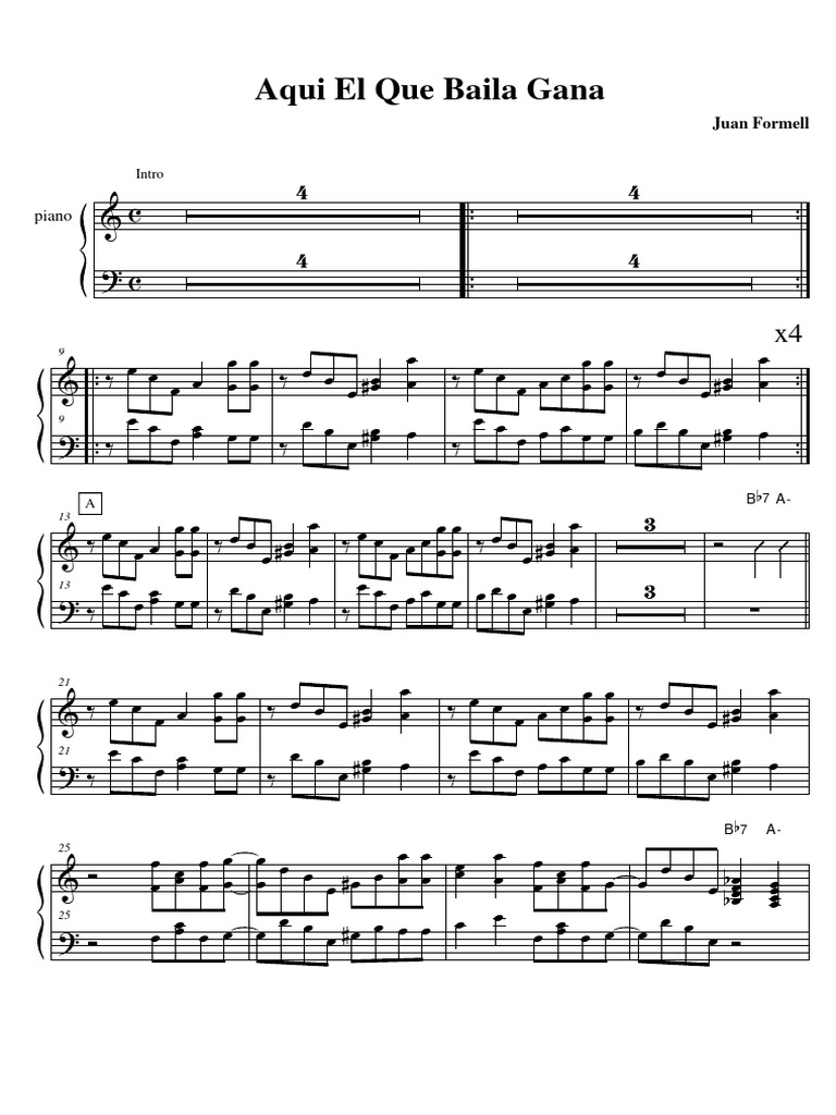 Partition Piano "Aqui El Que Baila Gana" | PDF
