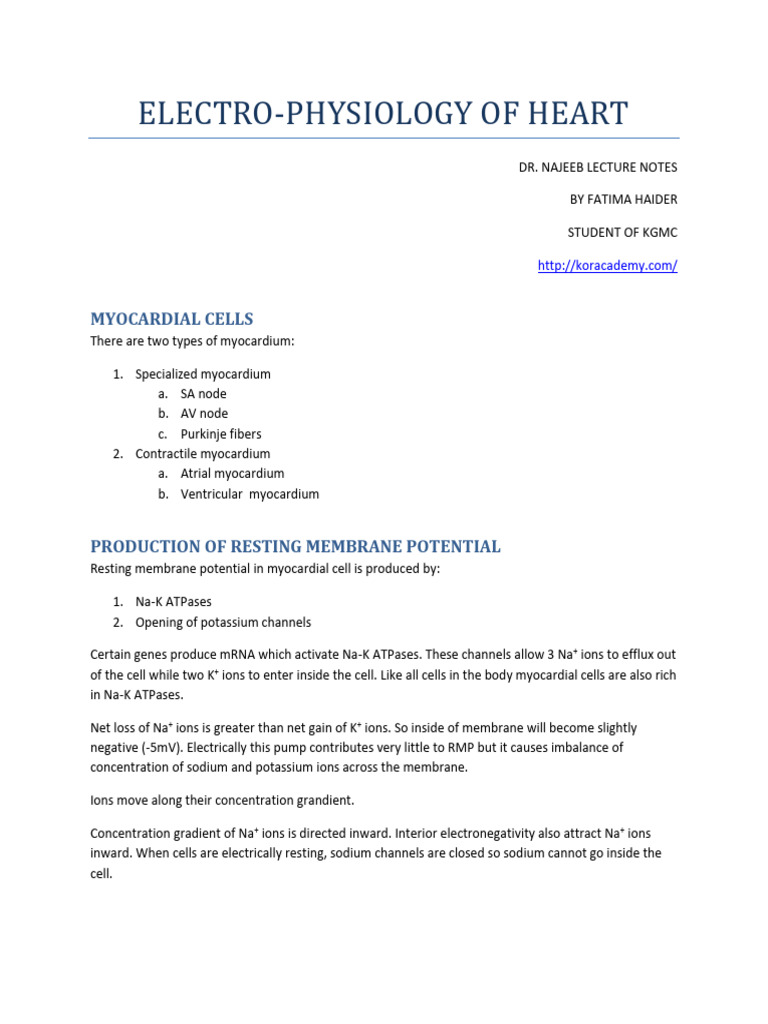 03 Electro Physiology Of Heart Pdf Muscle Contraction Action