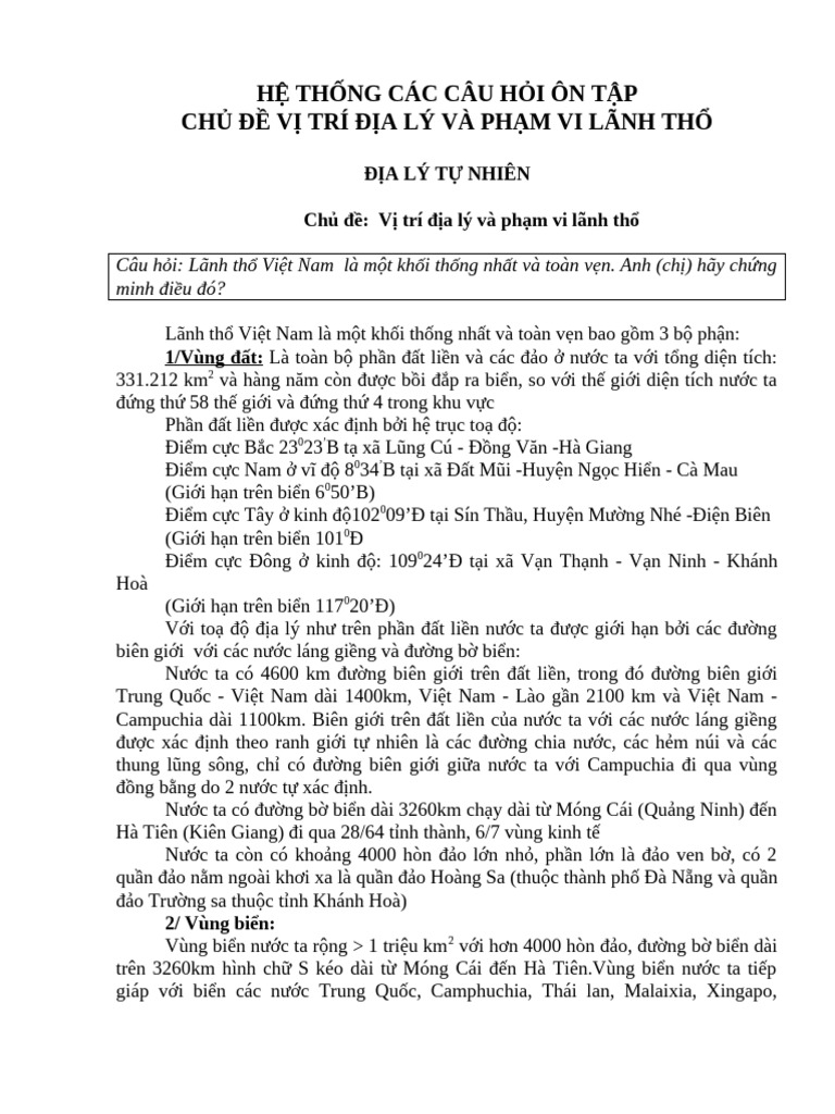 Tai Lieu Mon Dia Ly Vi Tri Dia Ly Va PH M Vi Lanh Tho | PDF