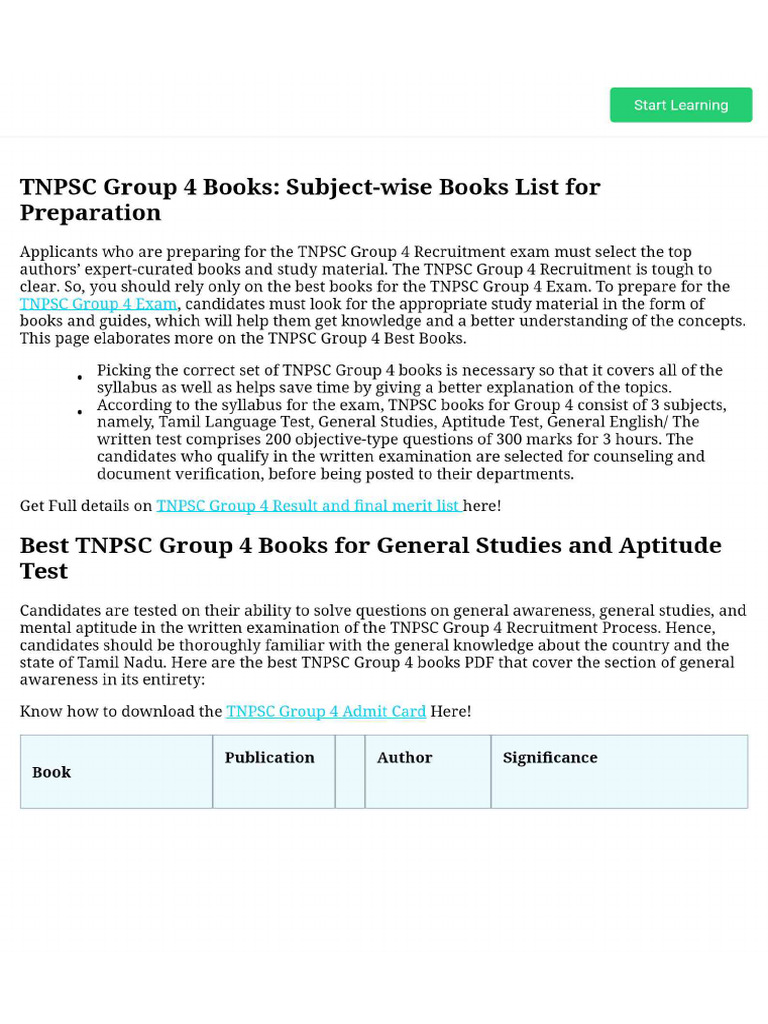TNPSC Group 4 Books - Subject-Wise Books List For Preparation | PDF