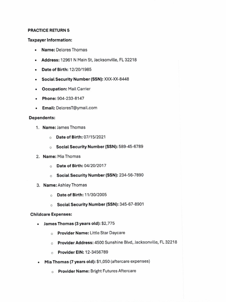 Practice Return 5 | PDF