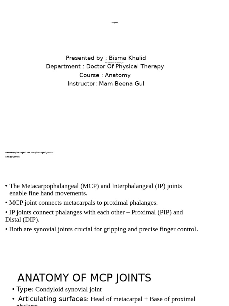 Bisma Khalid Anotomy Ppt | PDF | Finger | Anatomical Terms Of Motion