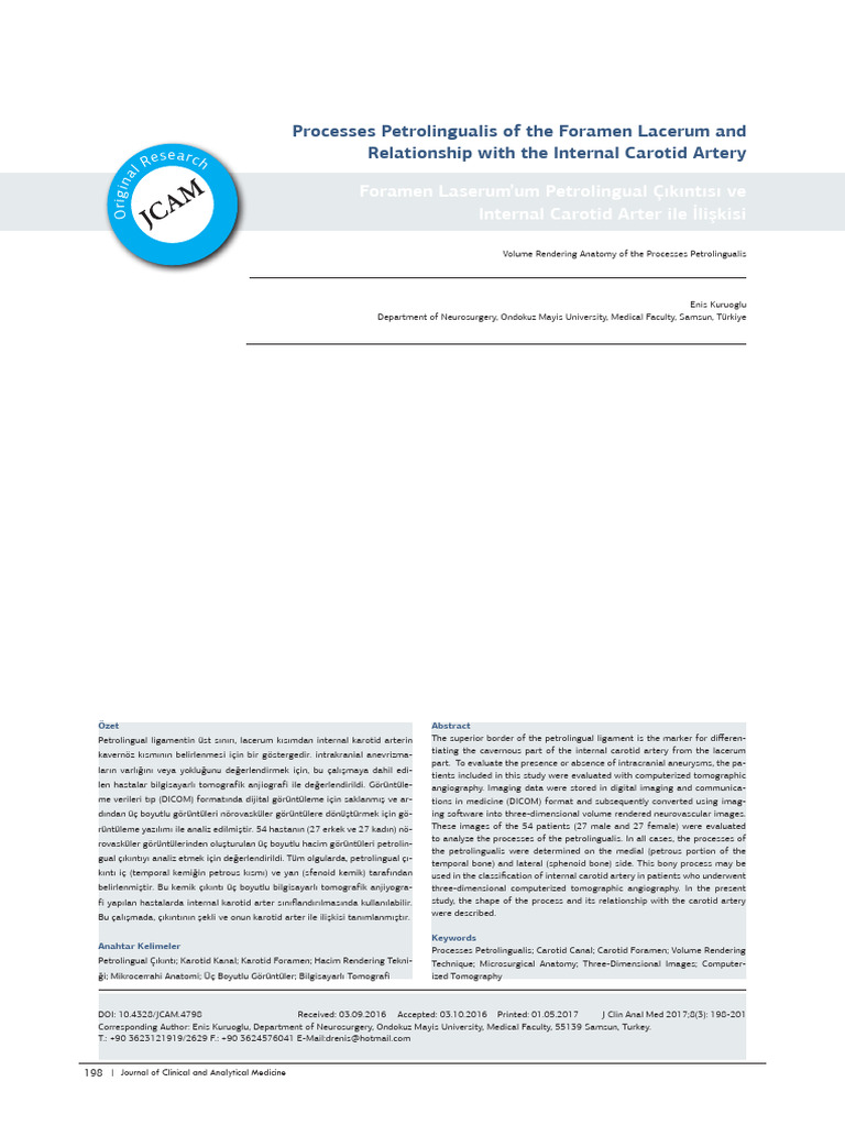 Processes Petrolingualis of the Foramen Lacerum An | PDF | Human Head ...