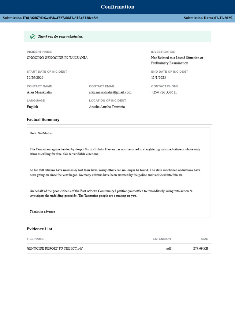 Ongoing Genocide Investigation in Tanzania | PDF