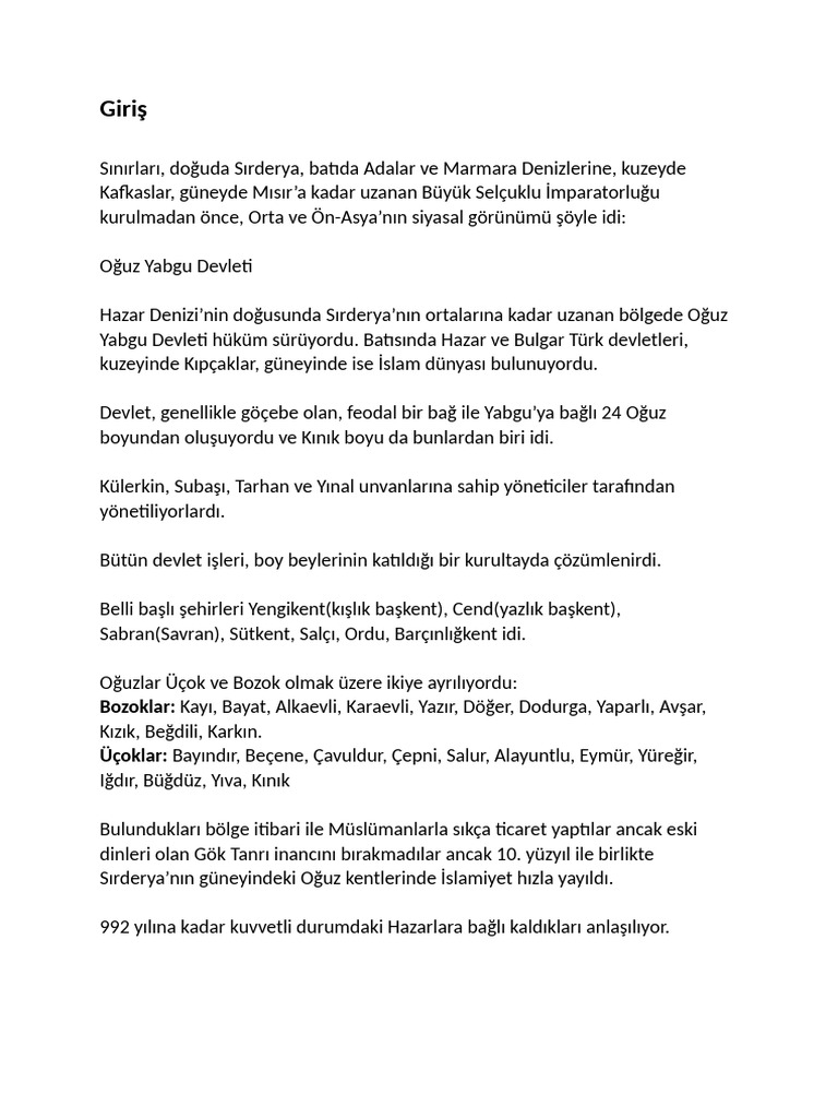 Selçuklu Çalışma Notu | PDF