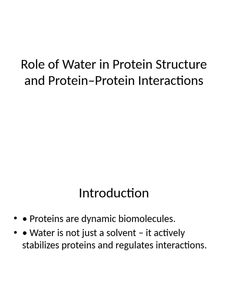 Role of Water in Proteins Detailed | PDF
