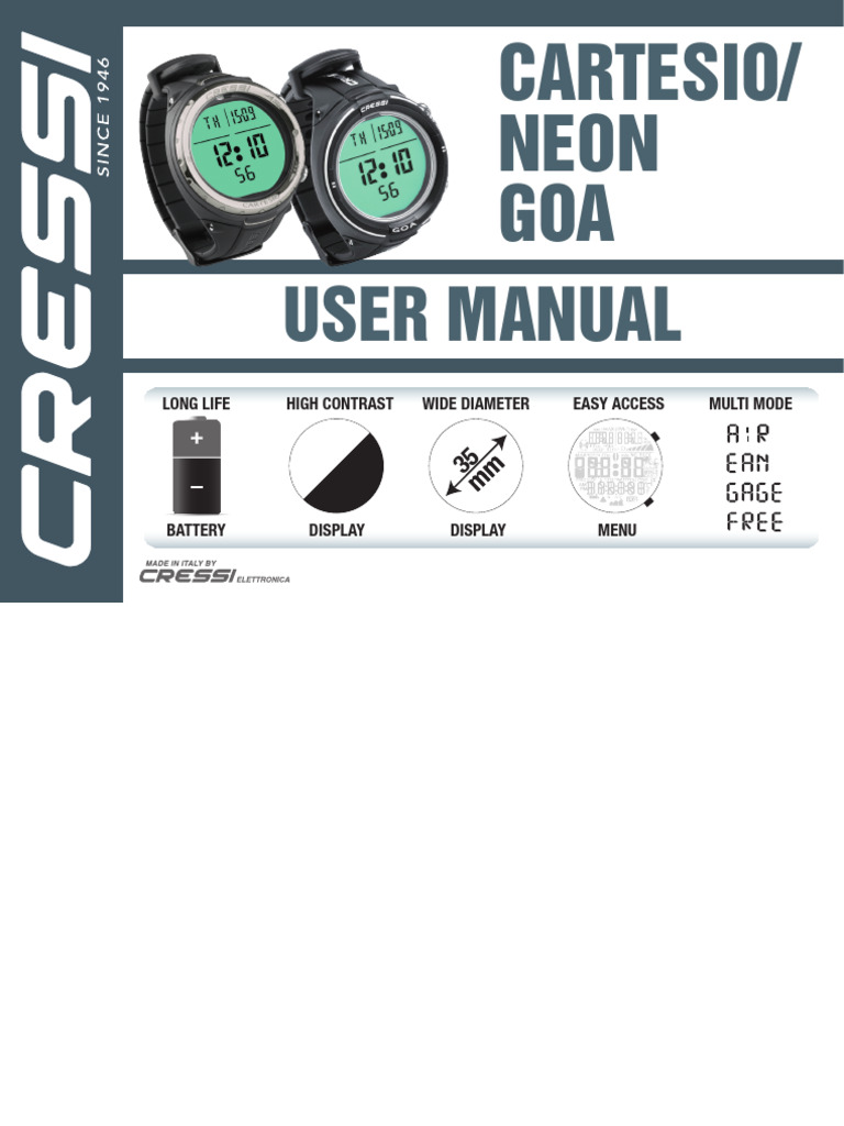 Eng Cressi Manual Goa | PDF | Scuba Diving | Underwater Diving