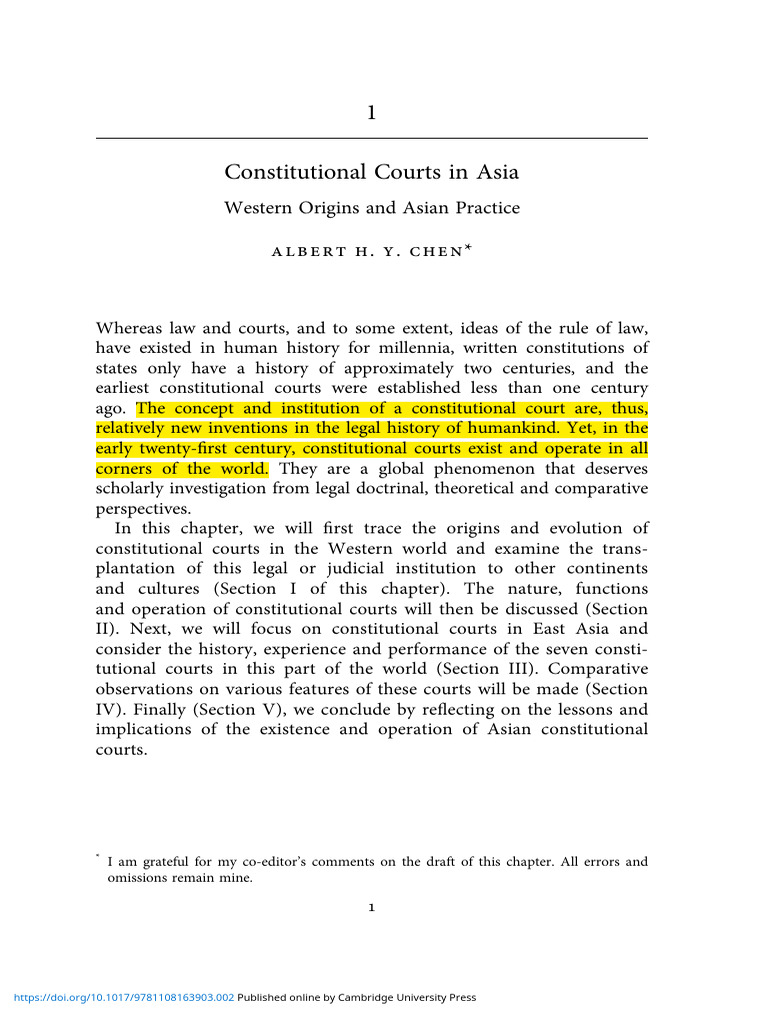 Asian Constitutional Courts Overview | PDF | Judicial Review | Precedent
