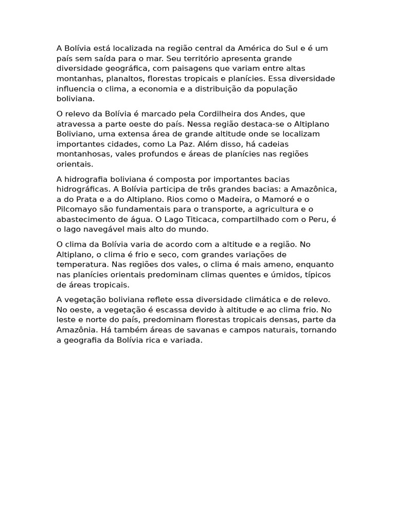 A Bolívia Está Localizada Na Região Central Da América Do Sul e é Um ...