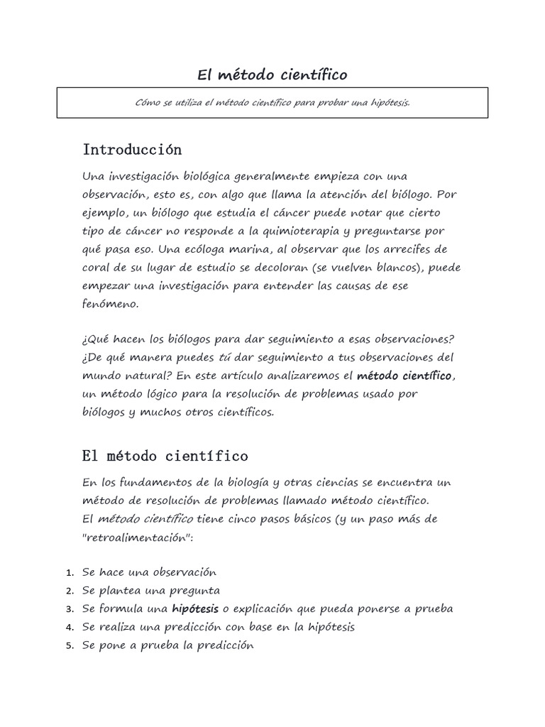 Método Científico: Pasos y Ejemplos | PDF | Hipótesis | Método científico