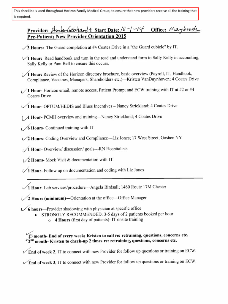 New Provider Training From Example | PDF