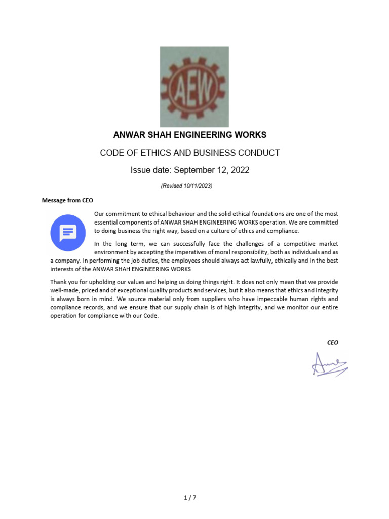 Code of Ethics and Business Conduct | PDF | Harassment | Conflict Of ...