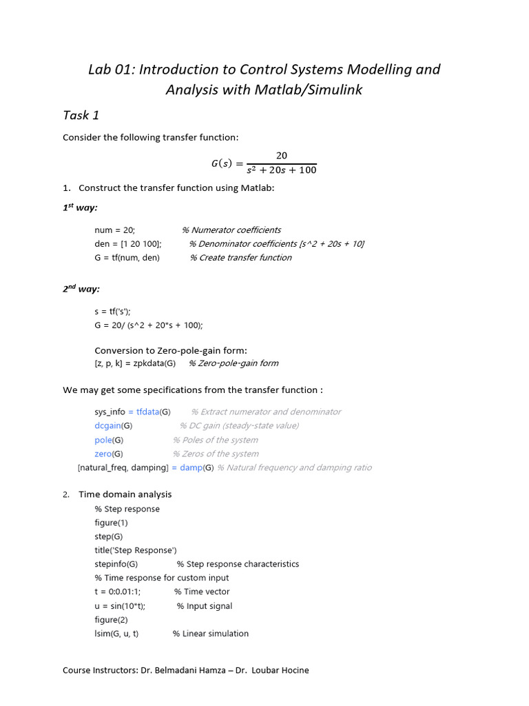 Control Systems Modelling with Matlab | PDF | Electronic Engineering ...