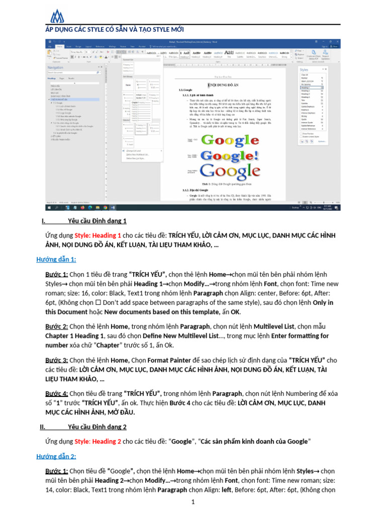 T5 W Hướng Dẫn Tạo New Style Chapter1 Heading1 Va HEADING123 Update | PDF