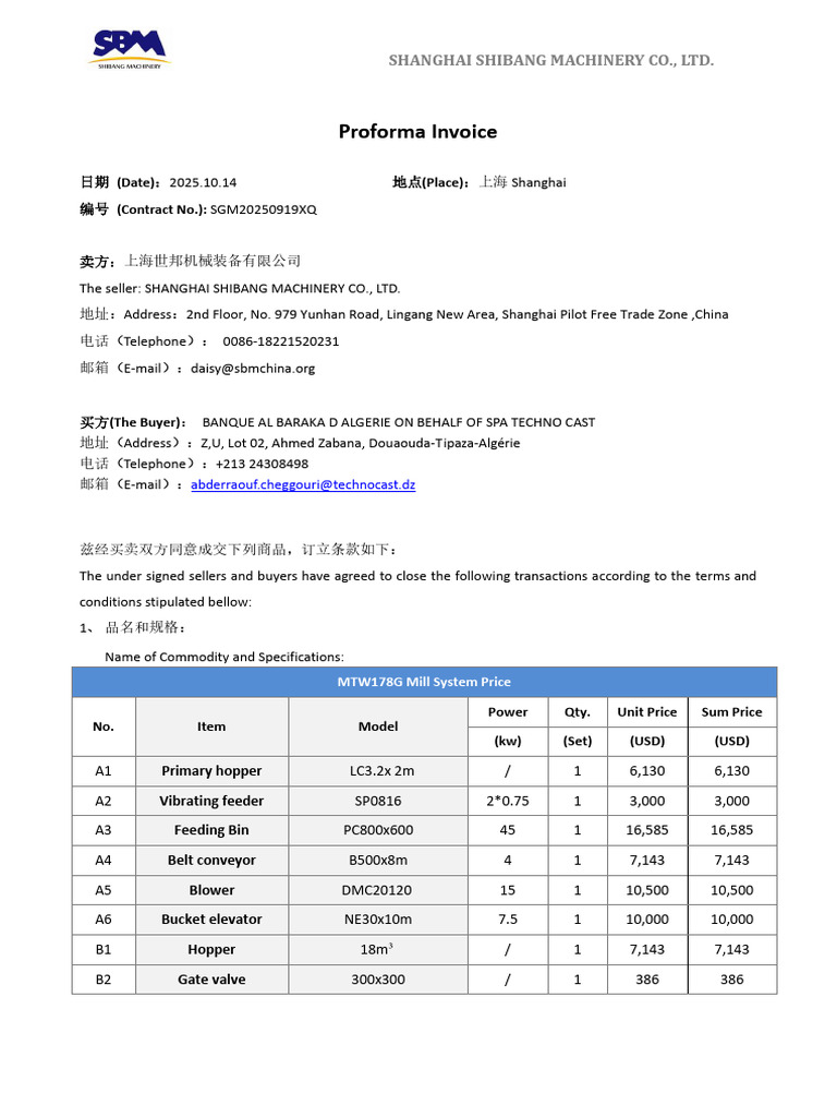 2025.11.29 SBM Proforma Invoice | PDF