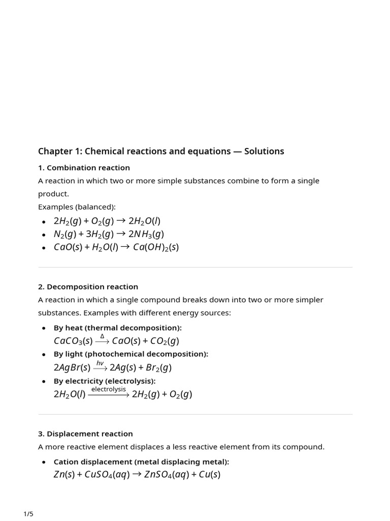 10th Chapter 1 S | PDF | Redox | Chemical Reactions