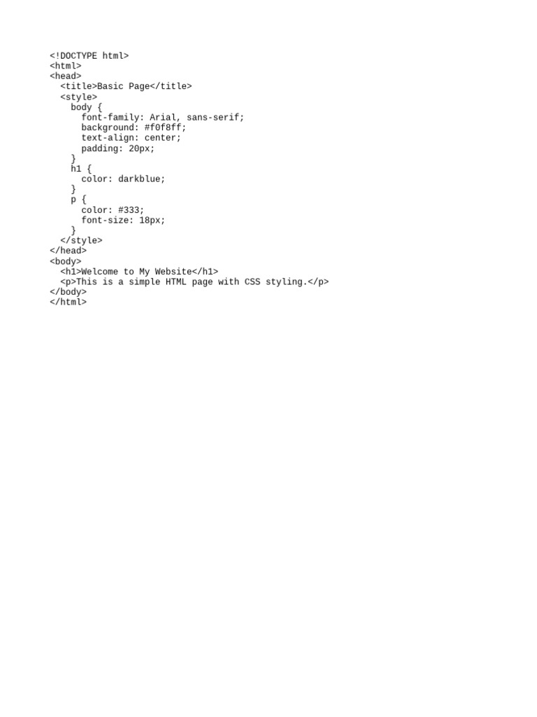 Simple HTML Page with CSS Styling | PDF