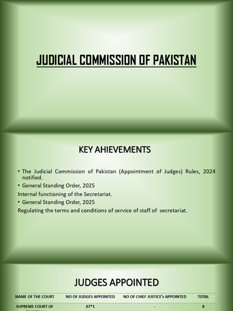 Pakistan Judicial Commission Achievements 2024 | PDF