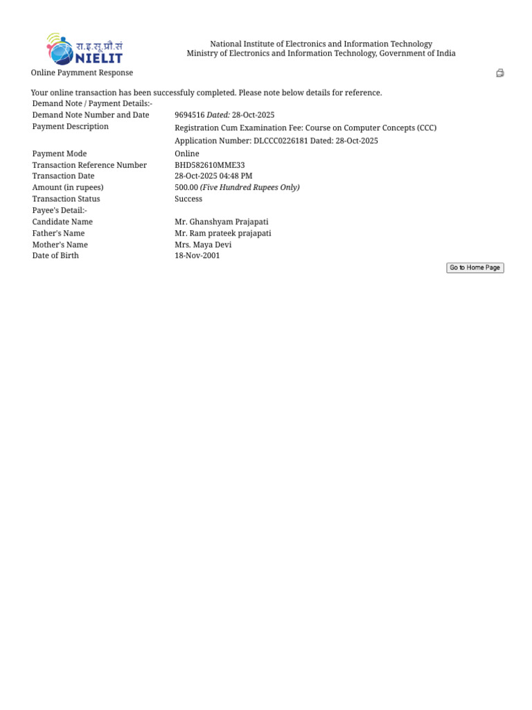 Shyam CCC Form | PDF