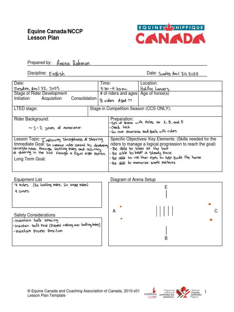Equine Canada Lesson Plan Template | PDF