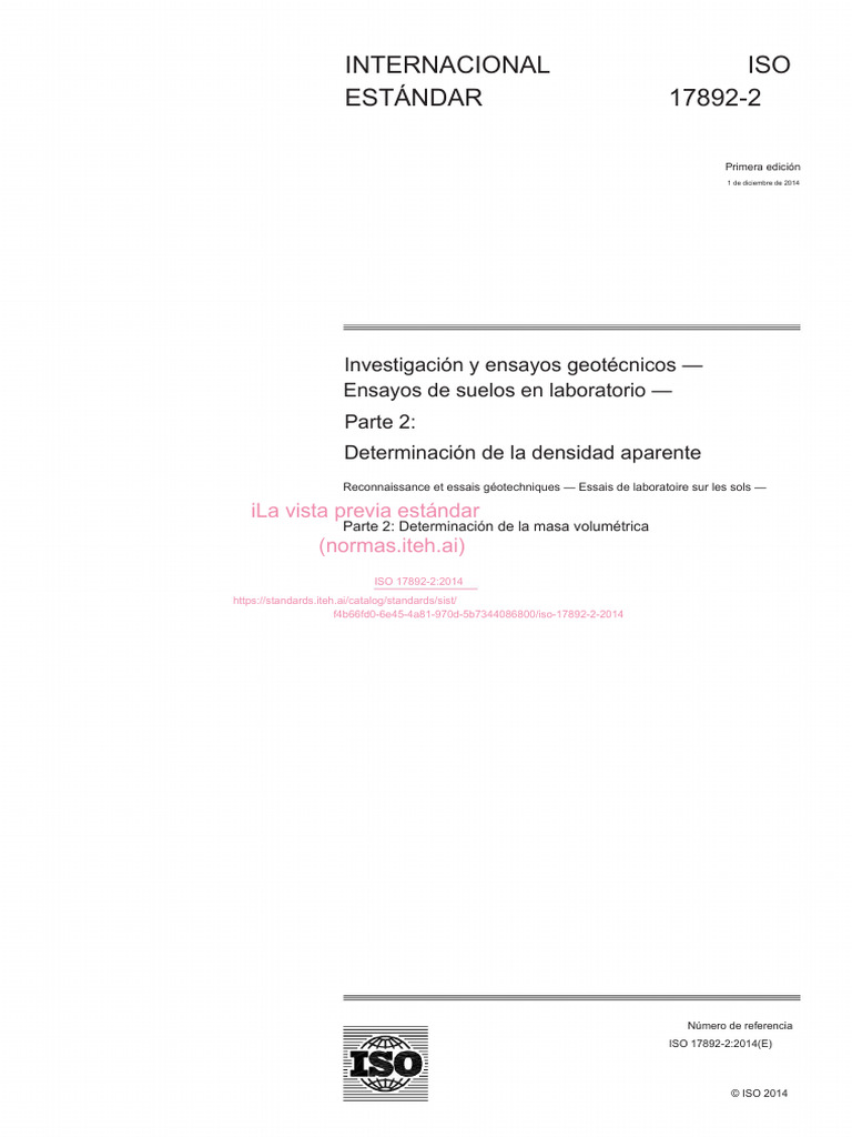 ISO-17892-2-2014 (1) | PDF | Densidad | Organización internacional para ...