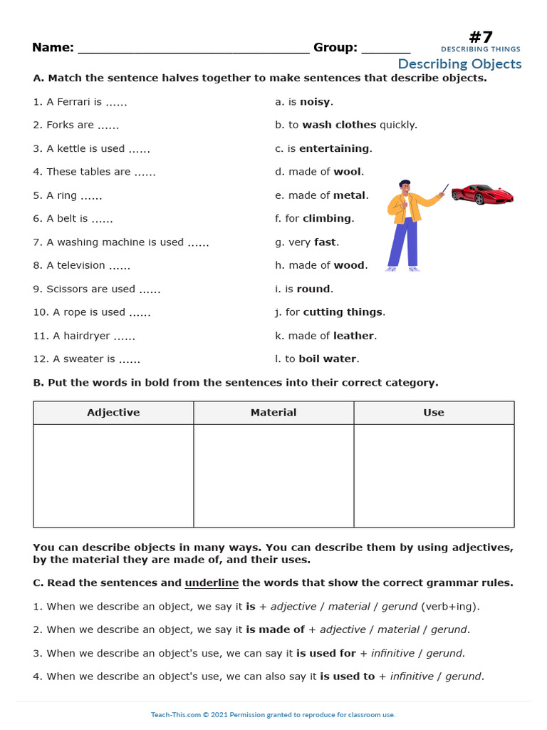#7 Describing Objects | PDF | Grammar | Linguistics