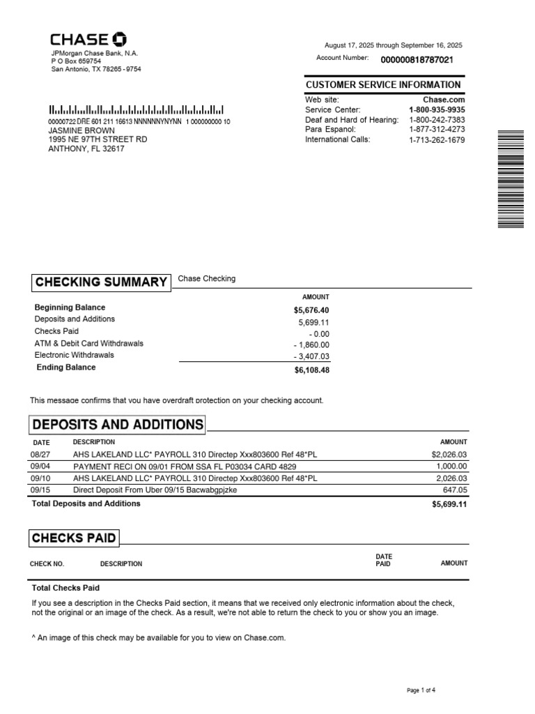 Chase September 2025 | PDF | Cheque | Transaction Account