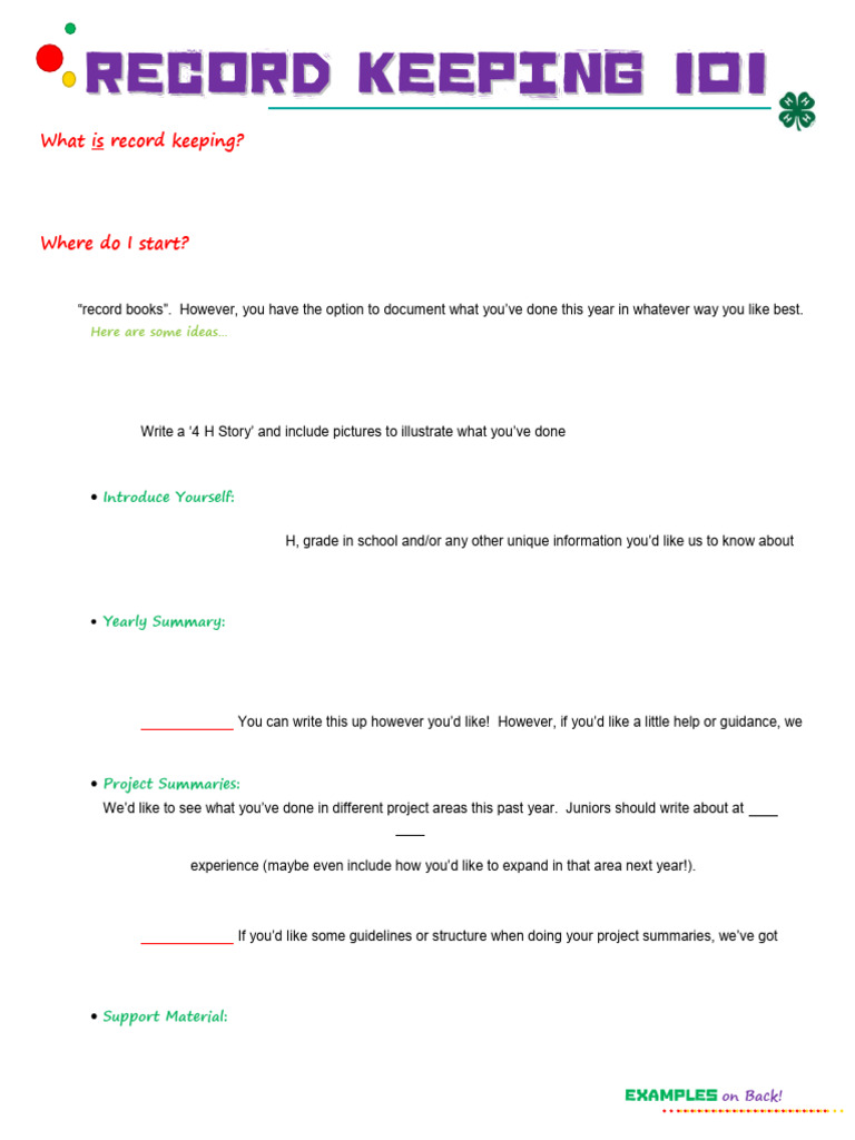 Record Keeping 101 | PDF
