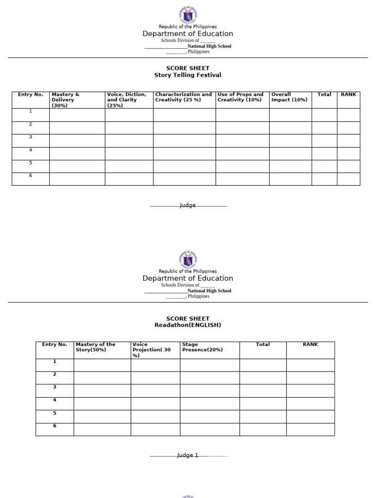 Score Sheets | PDF | Human Communication | Communication