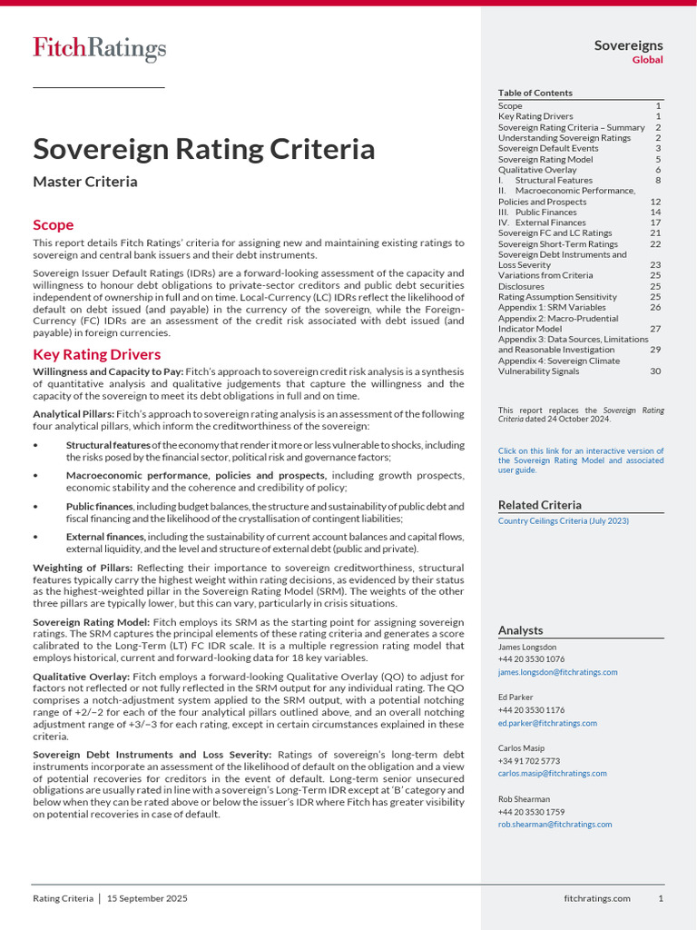 Sovereign Rating Criteria Overview | PDF | Debt | Credit Rating