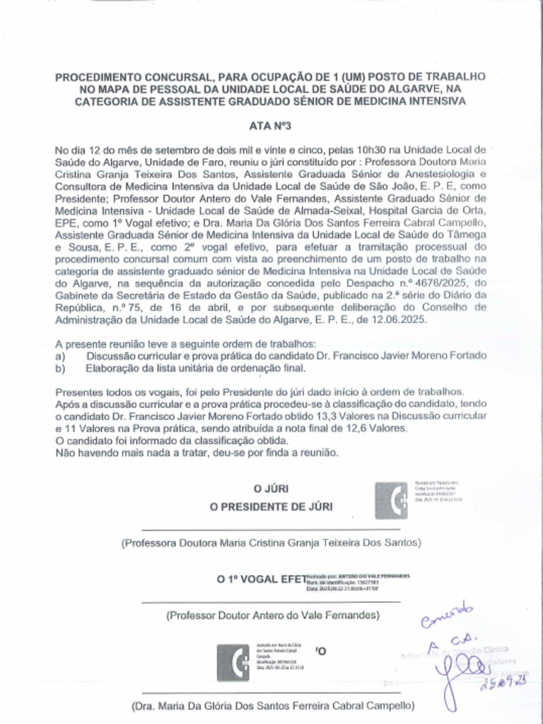 Ata n.o 3 Lista de Classificacao Final AGS de Medicina Intensiva | PDF