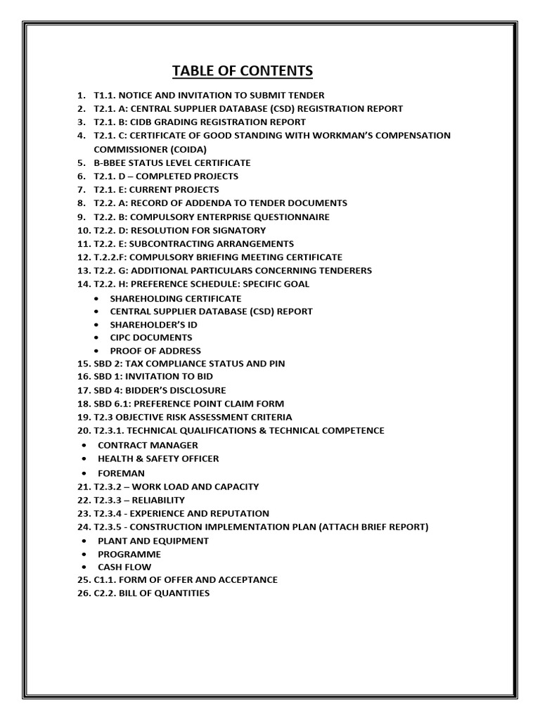 Tender Submission Requirements Guide | PDF