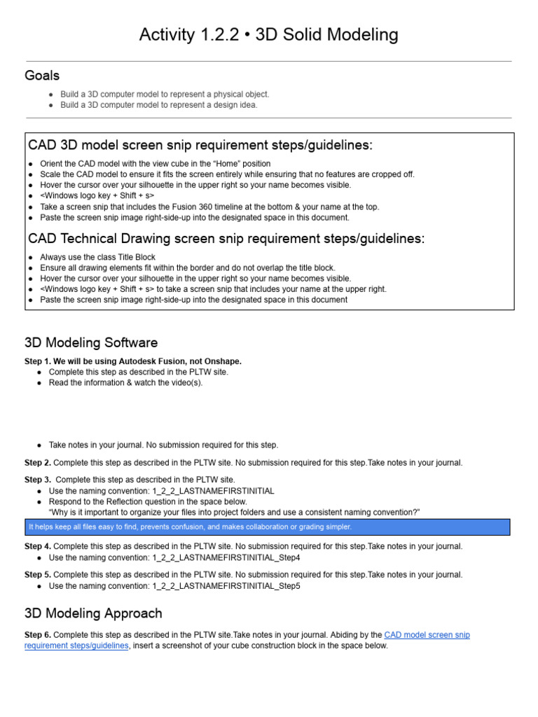 Activity 1.2.2 - 3D Solid Modeling | PDF | 3 D Computer Graphics ...
