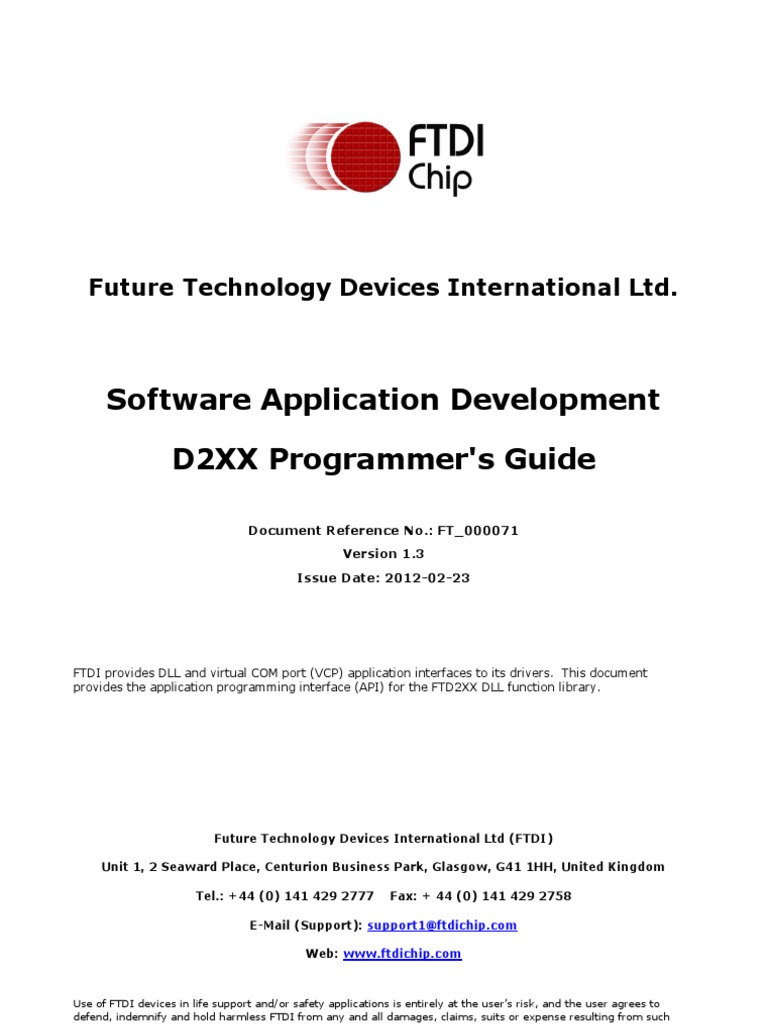 D2XX Programmer's Guide (FT 000071) 3 | PDF | Device Driver | Application Programming Interface