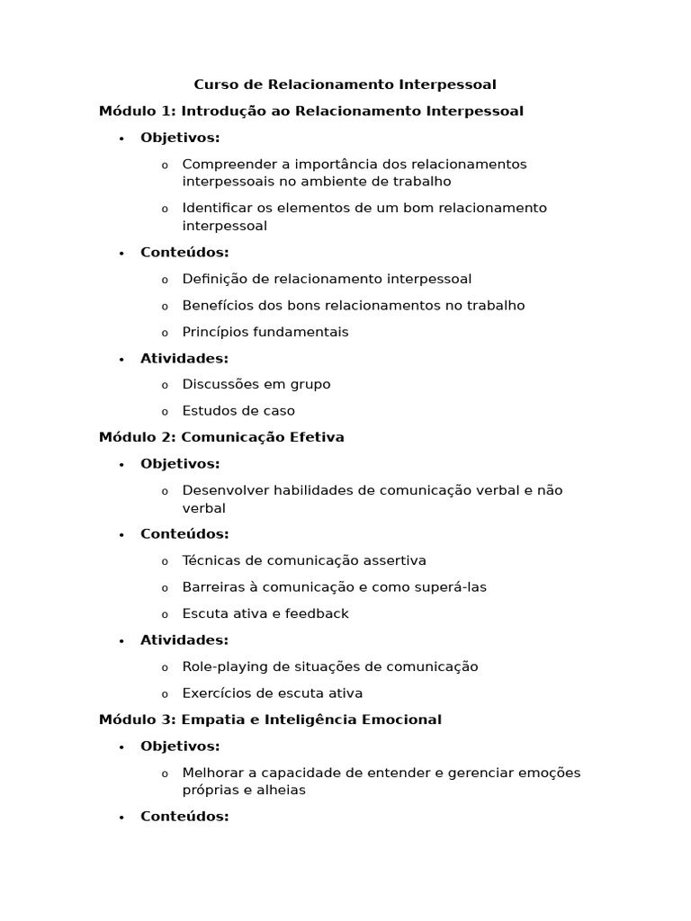 Curso de Relacionamento Interpessoal | PDF | Comunicação | Empatia