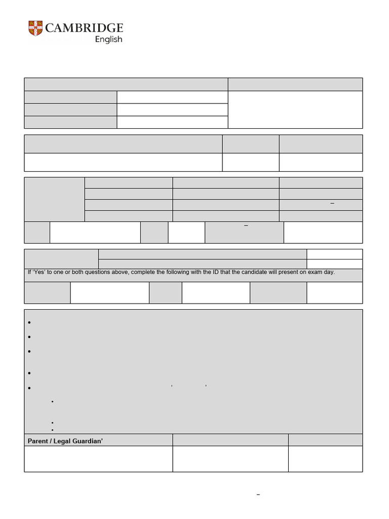 Candidate Registration Form (NON ADULT) | PDF | Standardized Tests ...
