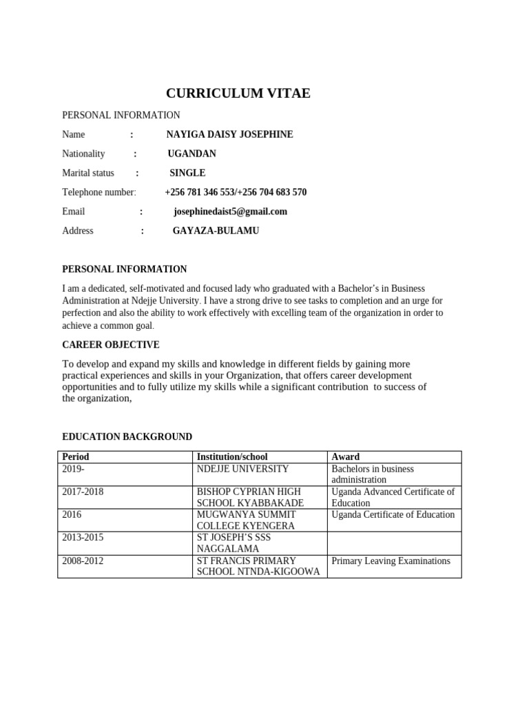 Nayiga Daisy J Cv1 | PDF | Intelligence | Learning
