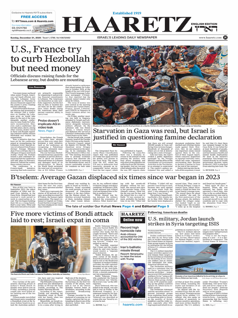 Haaretz (Israel) 21-12-25 | PDF
